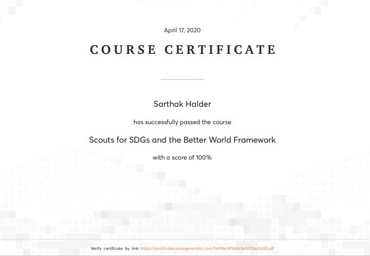 SANKALP-SDGs CERTIFICATE | World Scouting